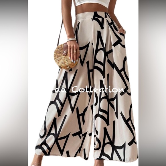 Pants & Jumpsuits | Boho Pop Art Abstract Alphabets Letters Print ...